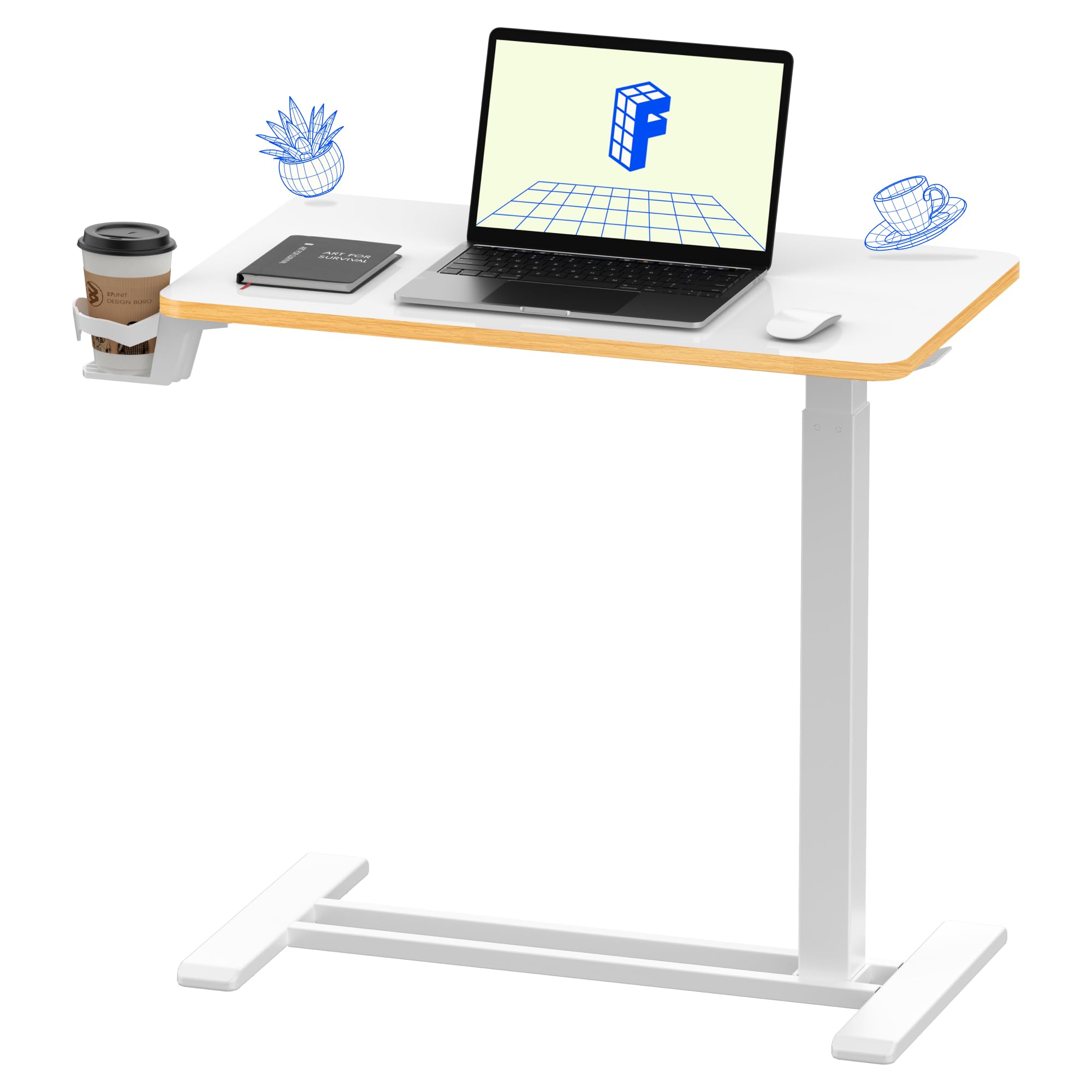 FLEXISPOT Mobile Standing Desk with Wheels Pneumatic Laptop Desk ...