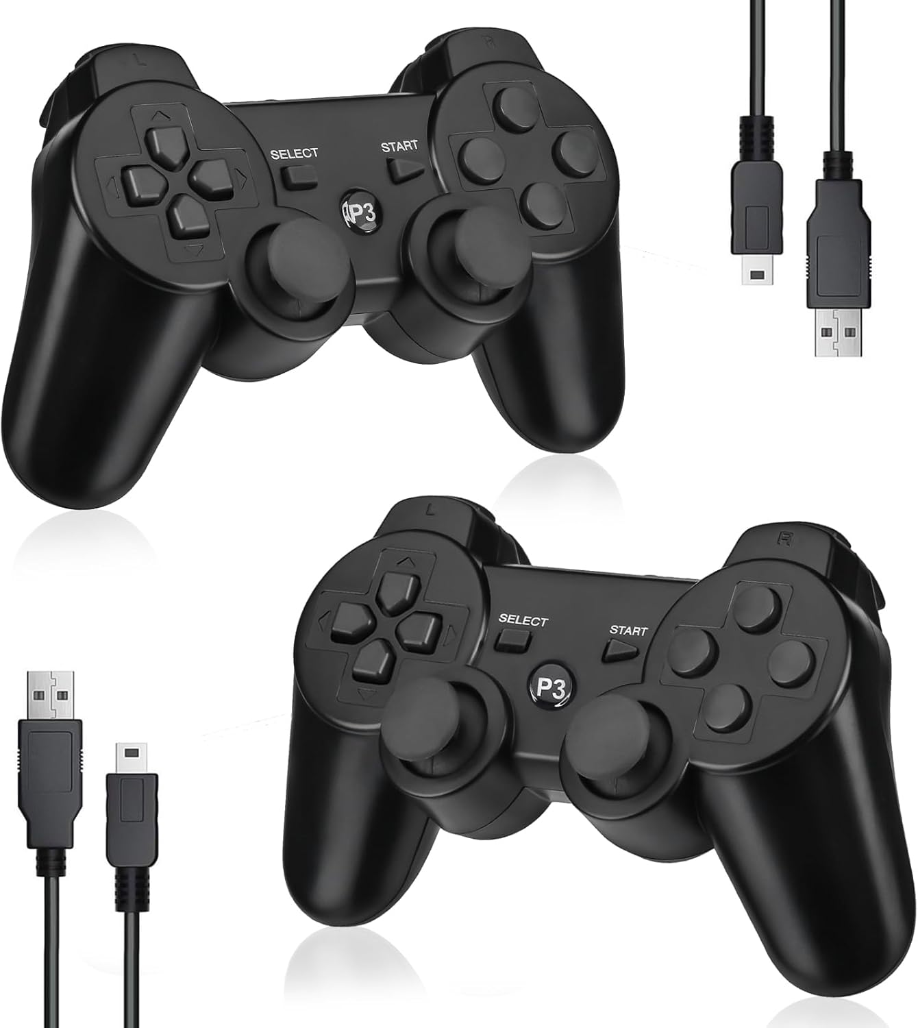 2 Pack PS3 Controllers Wireless,Powerextra Replacement PS3 Controller ...