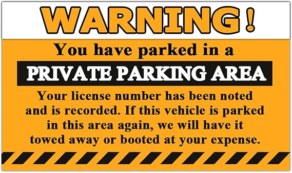 Amazon.com : Warning Parking Violation Stickers,9x6 Inches Private ...