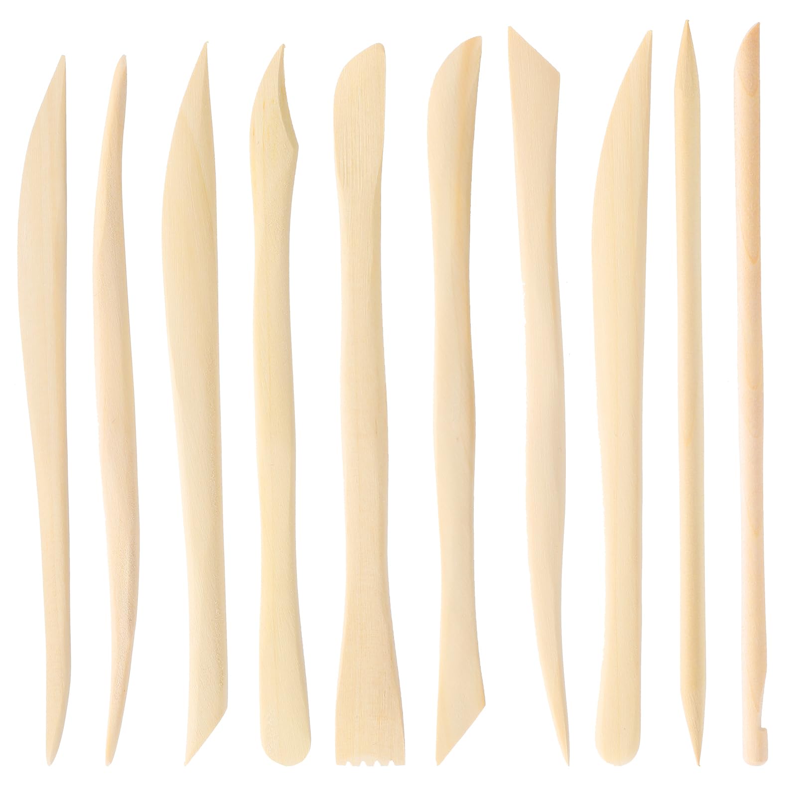 Amazon.com: 10Pcs Wooden Clay Sculpting Tools, 6.2'' Smooth Double ...