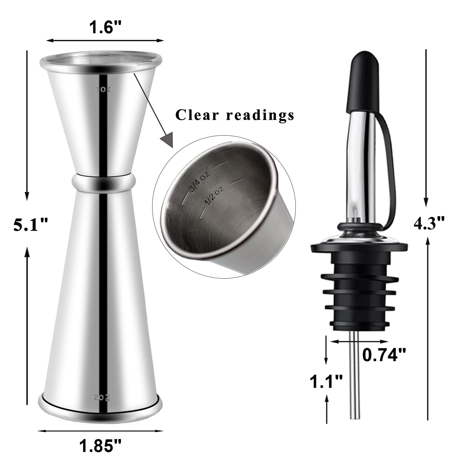 Cocktail Jigger Briout Jigger For Bartending, Double Japanese Premium ...