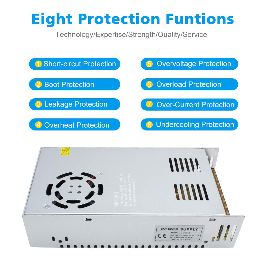 Snapklik.com : 5V 60A 300W Switching Power Supply, DC Universal ...