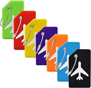 Amazon.com | 7 Pack Silicone Luggage Tag for Suitcases with Name ID Card, TSA Approved, Privacy ...