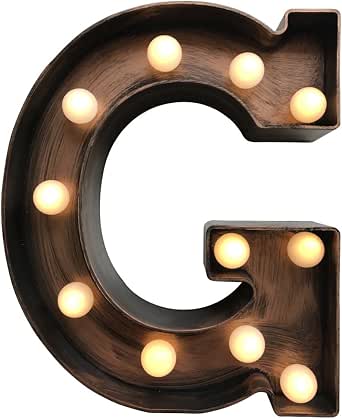 MagiGlow Vintage Style G LED Light Up Alphabet Letters, Brushed Bronze ...