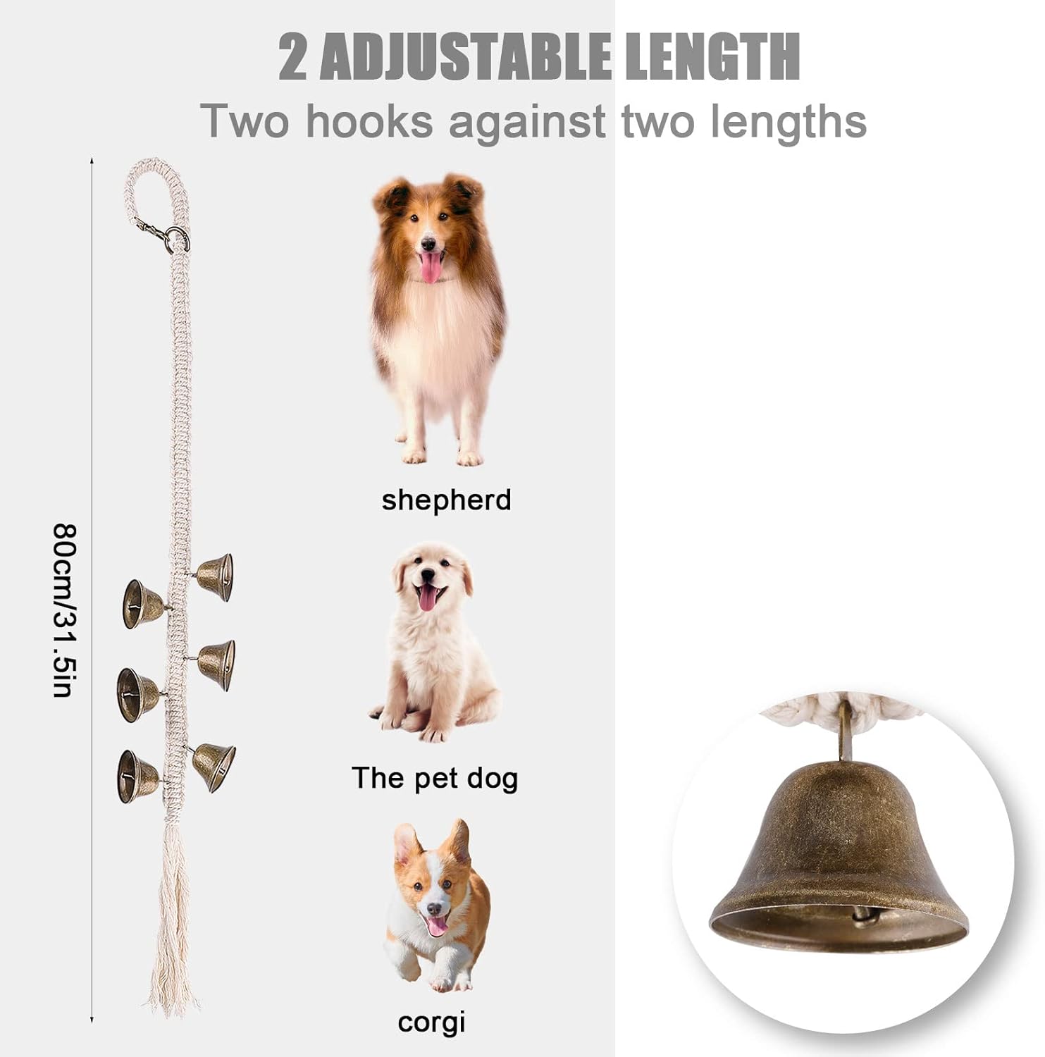 KINBOM Hanging Dog Door Bells, Cotton Dog Bell Rope Bell for Dogs ...
