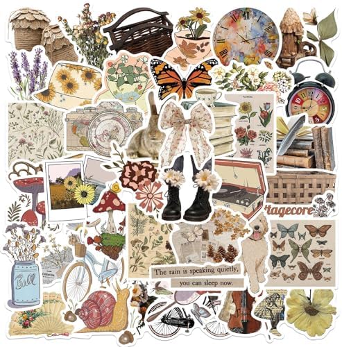 Amazon.com: sxdaizjsym 120Pcs Vintage Aesthetic Stickers, Cute Retro Journaling Scrapbooking ...