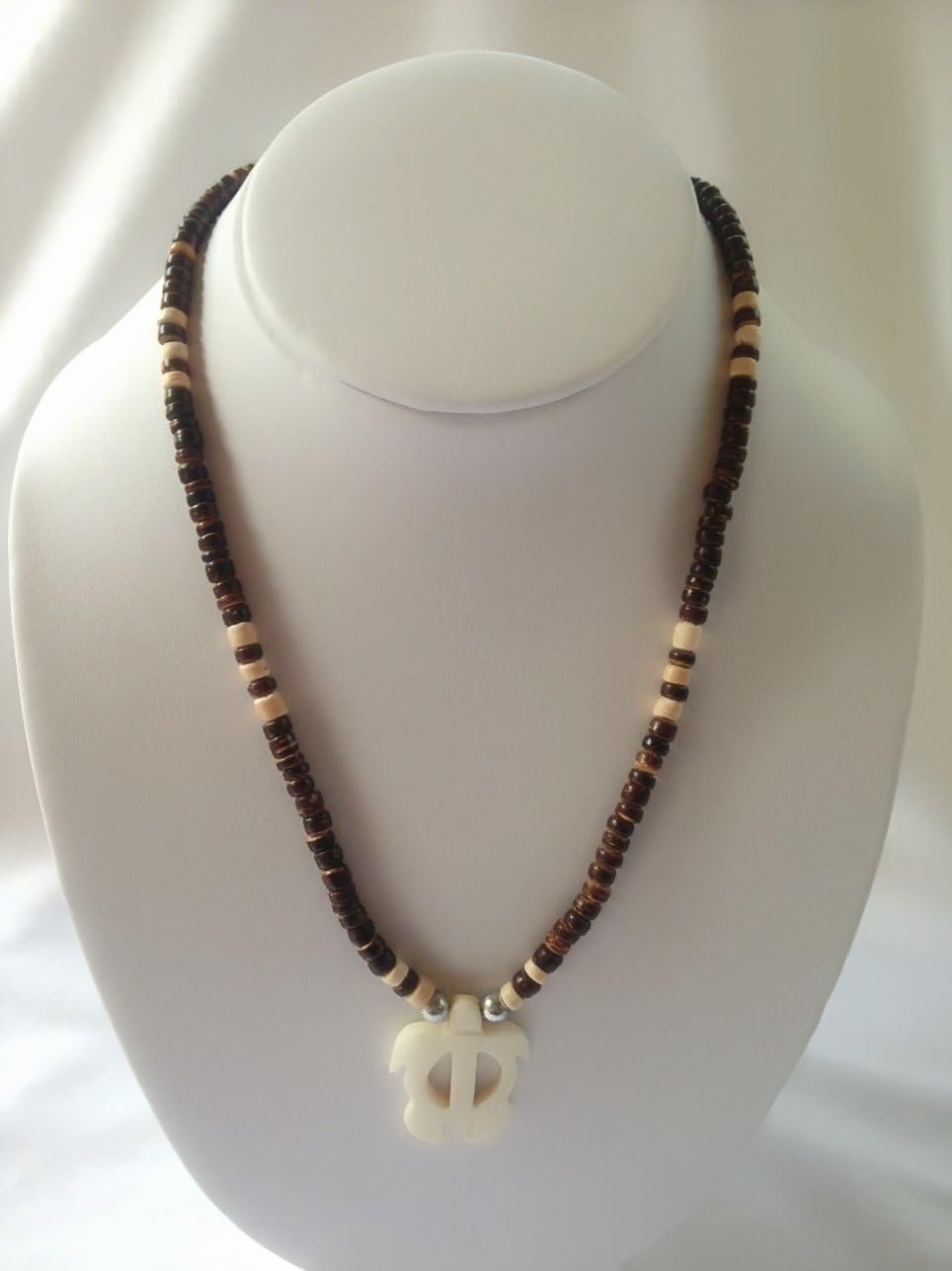 Amazon.com: Hawaiian Bone Turtle Necklace with Coconut Bead 18 Inch