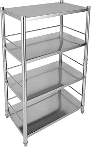 Amazon.com: lkoewqzamx 4-Tier Stainless Steel Shelving Unit - Heavy ...