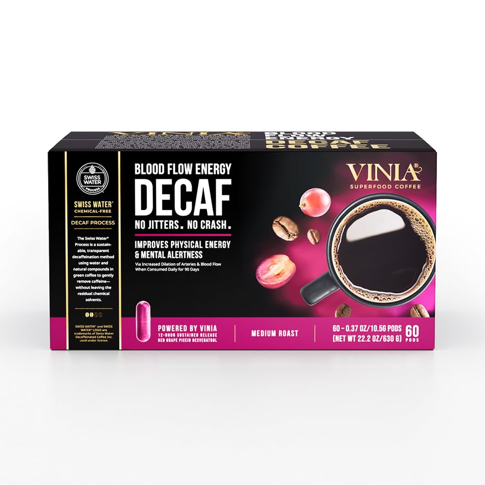 Amazon.com: VINIA Blood Flow Energy Coffee DECAF - Medium Roast ...