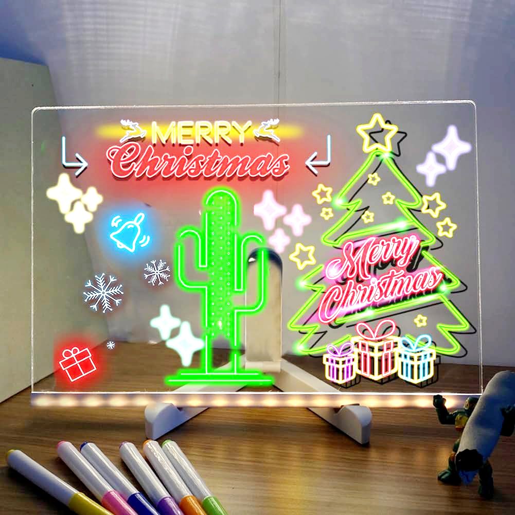 LED Note Board with Colors, Acrylic Writing Message Board with 7 Colors ...