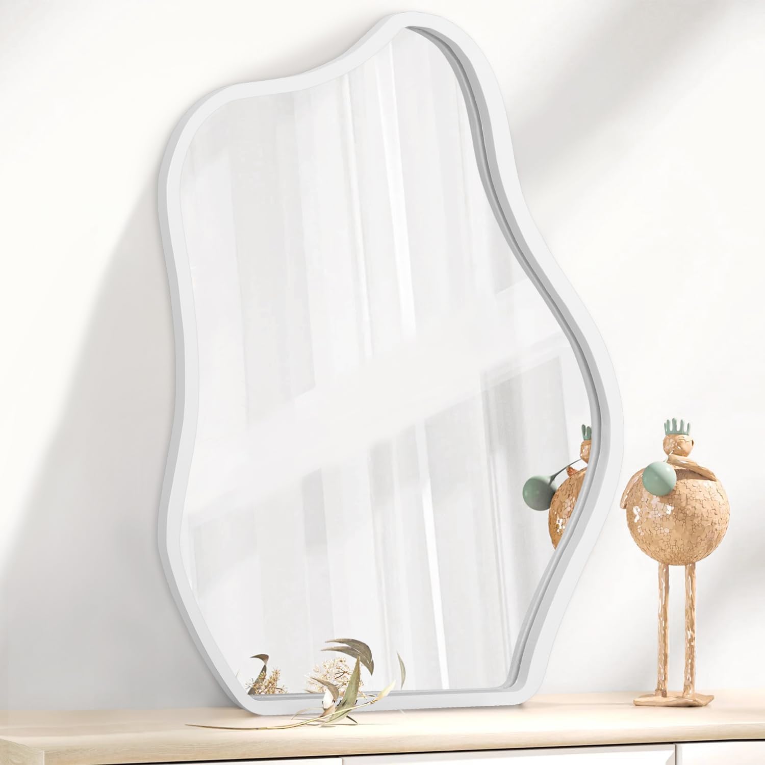 Amazon.com: Wall Mirror Asymmetrical Mirror for Wall Modern Wood Frame ...