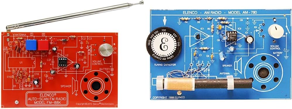 Amazon.com: Elenco FM Radio Kit and AM Radio Kit Bundle | Soldering ...