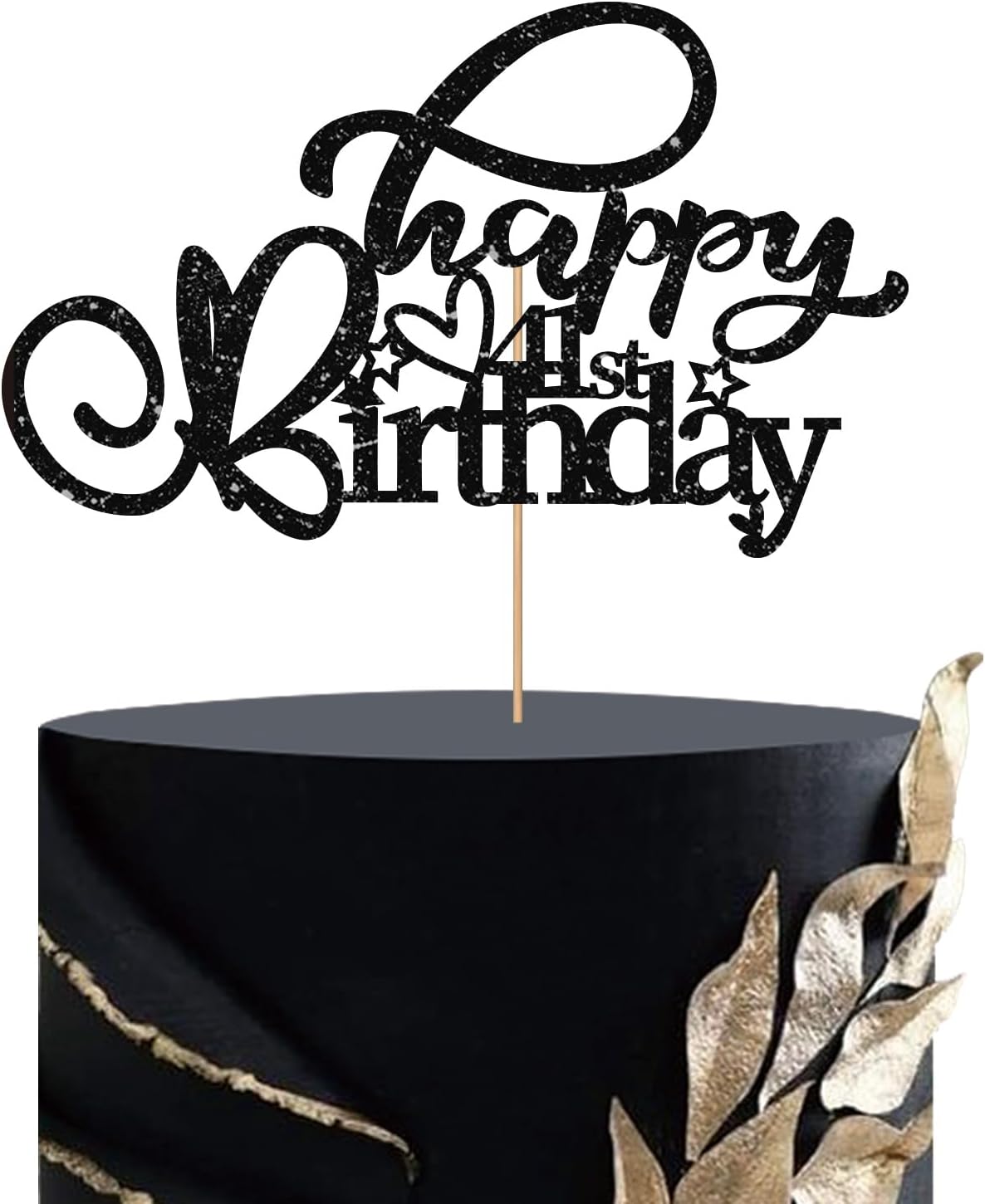 Amazon.com: Black Glitter Happy 41st Birthday Cake Topper, Forty One ...