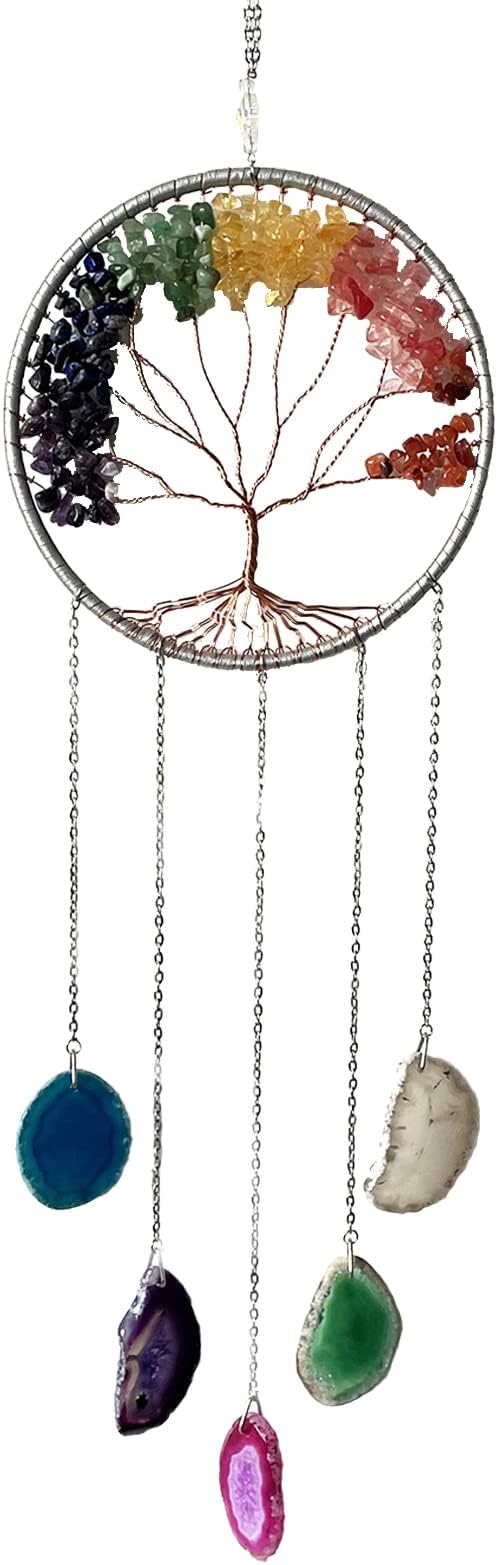 Amazon.com: Tree of Life Dream Catchers with Healing Agate,Natural ...