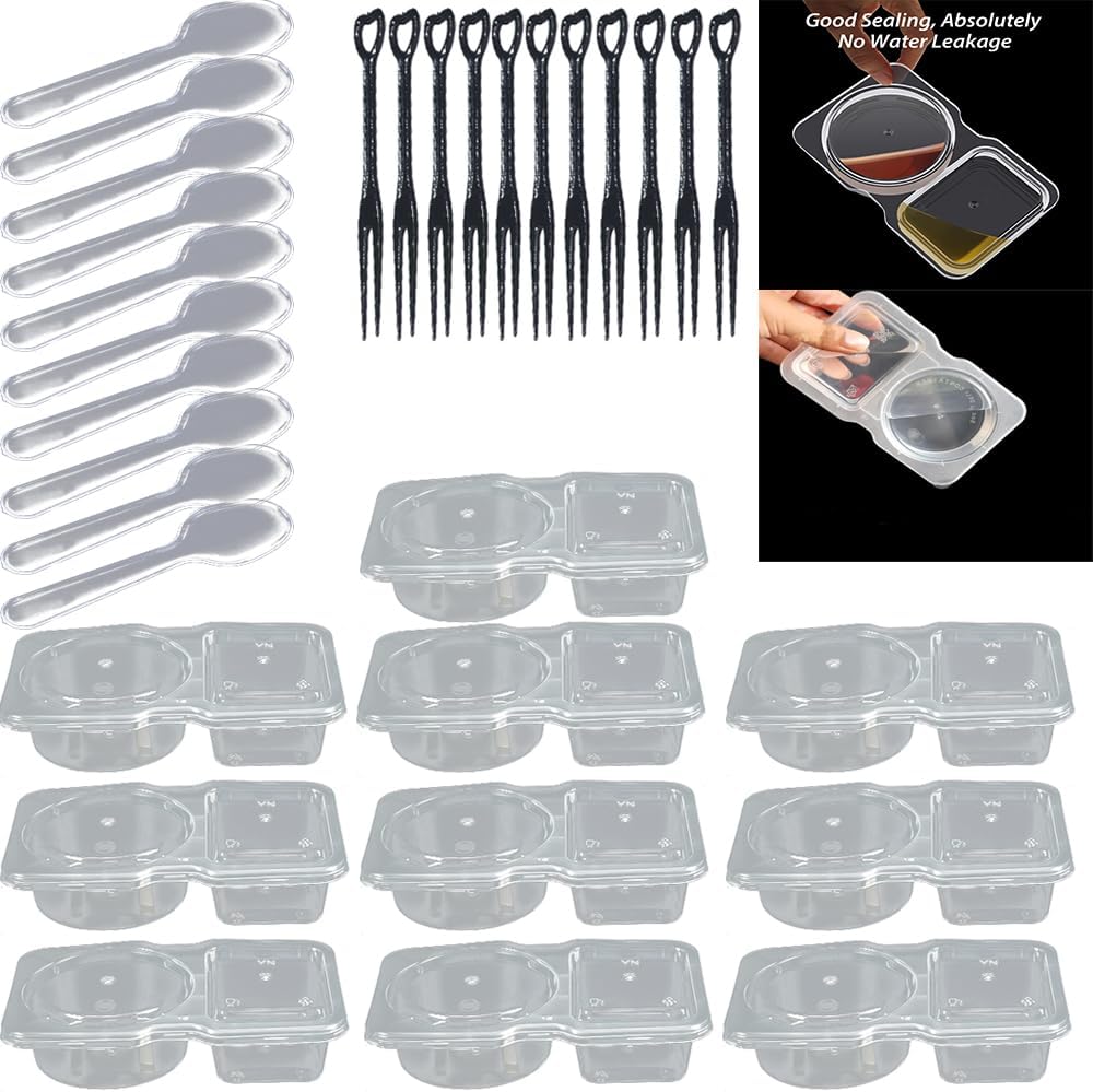 Amazon.com: Hfpengzan 20Pcs Double Compartment Condiment Container with ...