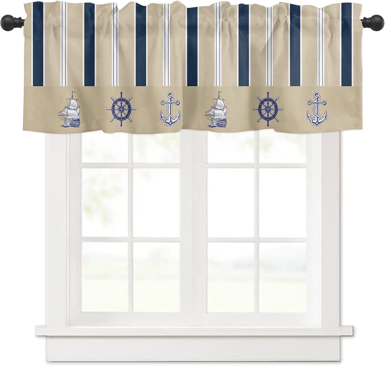 Amazon.com: Lsrtoss Nautical Farmhouse Short Window Curtain Valances ...