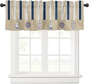 Amazon.com: Nautical Valances Window Treatment Farmhouse Decor, Navy ...
