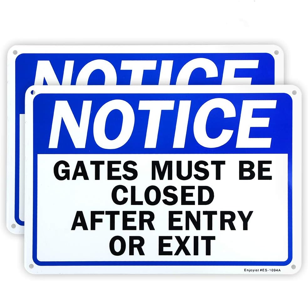 Amazon.com: Enjoyist 2-Pack Notice - Gates Must Be Closed After Entry ...