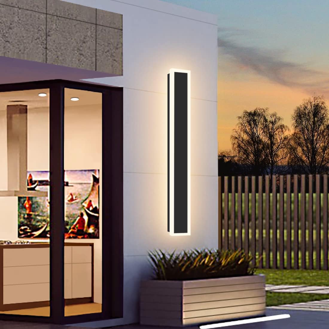 Xbuyee Modern Outdoor LED Long Wall Light Fixture Exterior Wall Sconce ...
