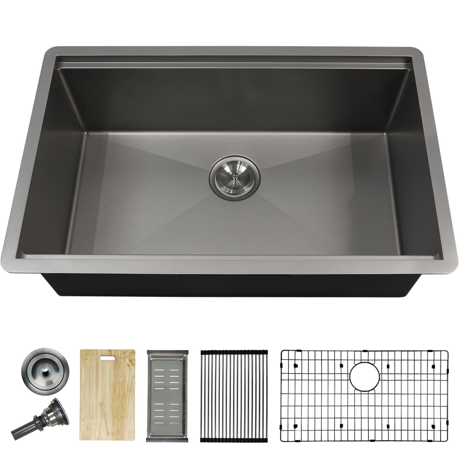 30 Inch Fine Grain Embossed Silver Undermount Kitchen Sink, 304 ...