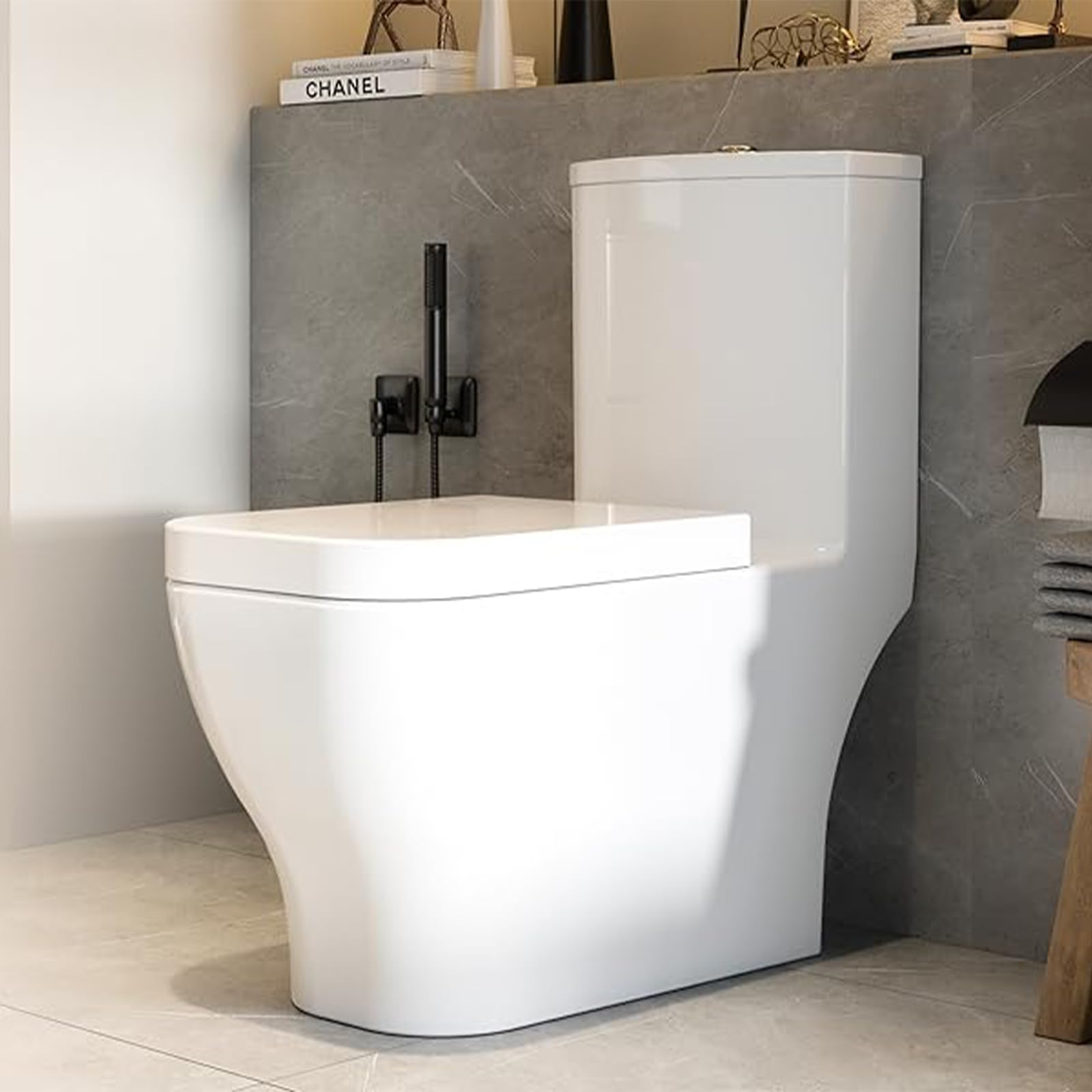 MEJE #1015 - Modern Square Design One Piece Toilet with Comfort Seat ...