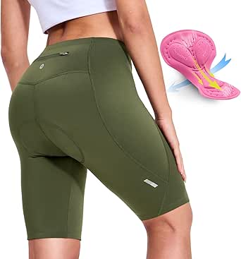 Nepest Womens Padded Bike Shorts 4D Padding Cycling Shorts with Zipper Pockets Riding Bicycle ...