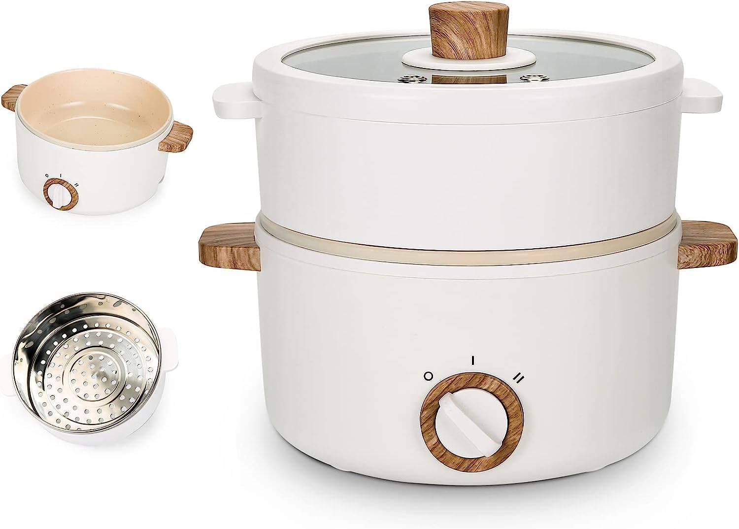 Electric Pot with Handle, 1.5L Multifunction Electric Cooker for Shabu ...