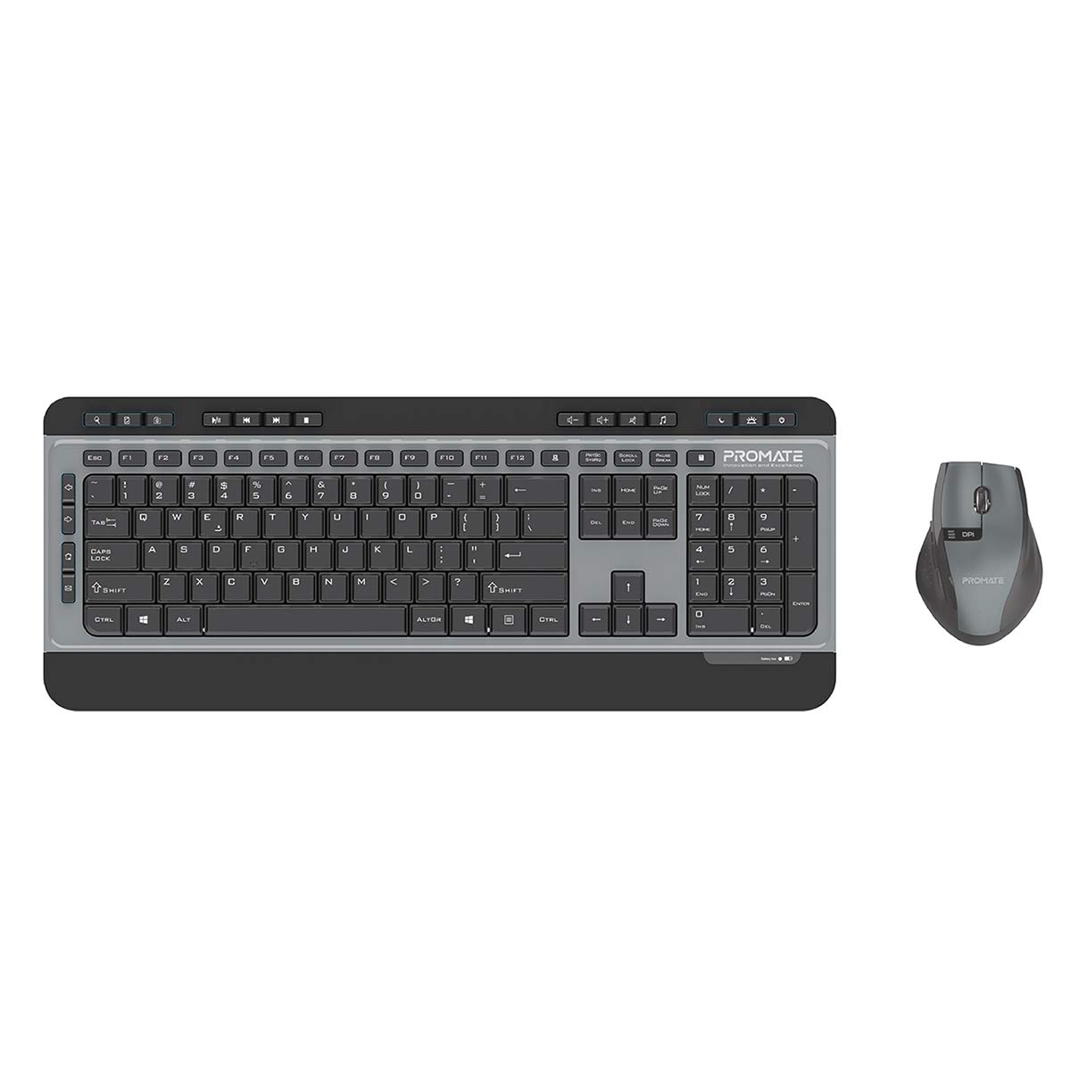 Buy Promate Wireless Keyboard and Mouse, Sleek 2.4Ghz Multimedia Full ...