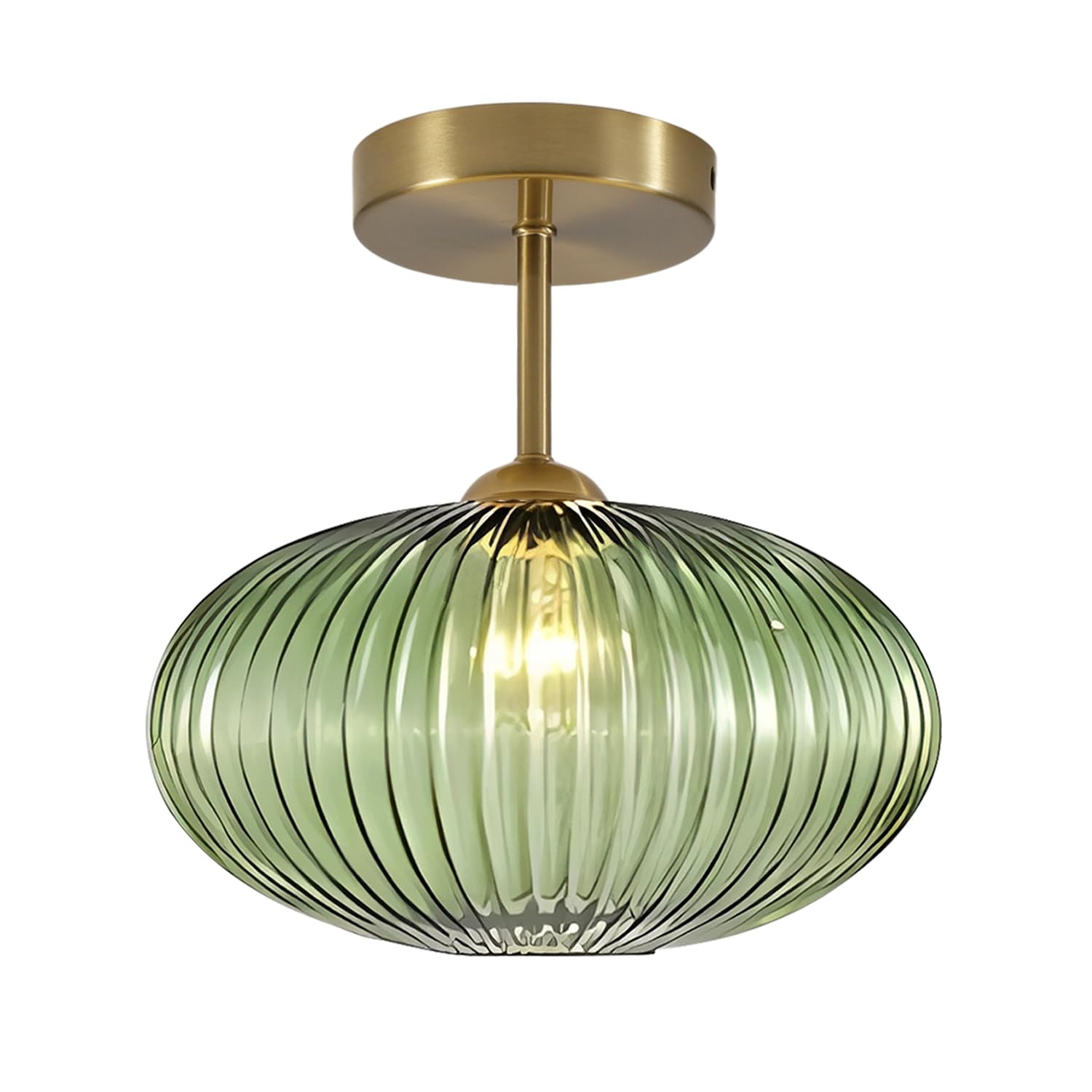 BOKT Modern Ceiling Light Green Glass Pendant Light Stairway Mid Century Close to Ceiling Light ...