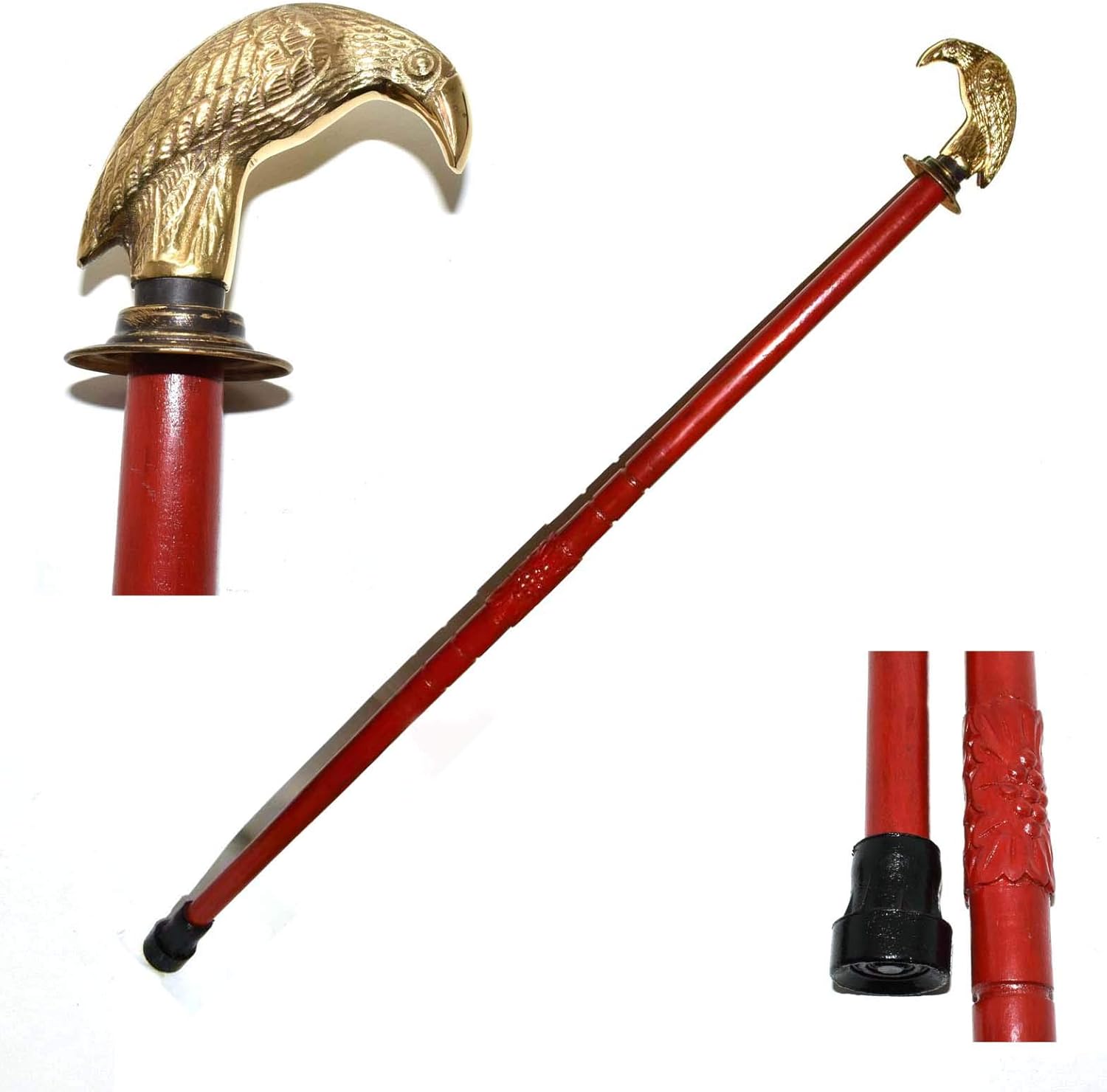 Amazon.com: Brass Nautical Walking Stick Raven Crow Handle Wood Cane ...