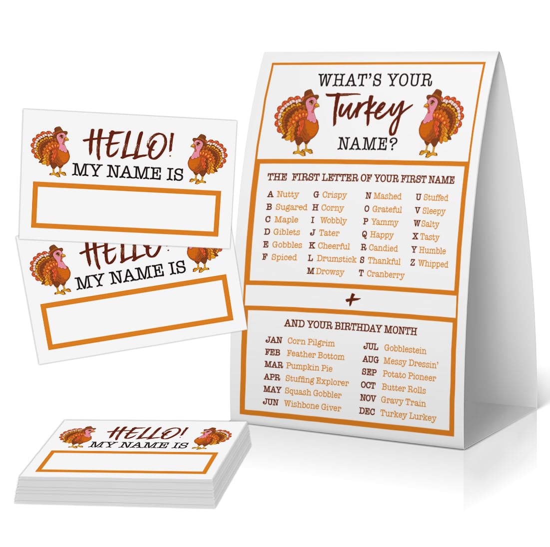 Amazon.com: What's Your Turkey Name Party Game, Thanksgiving Party ...