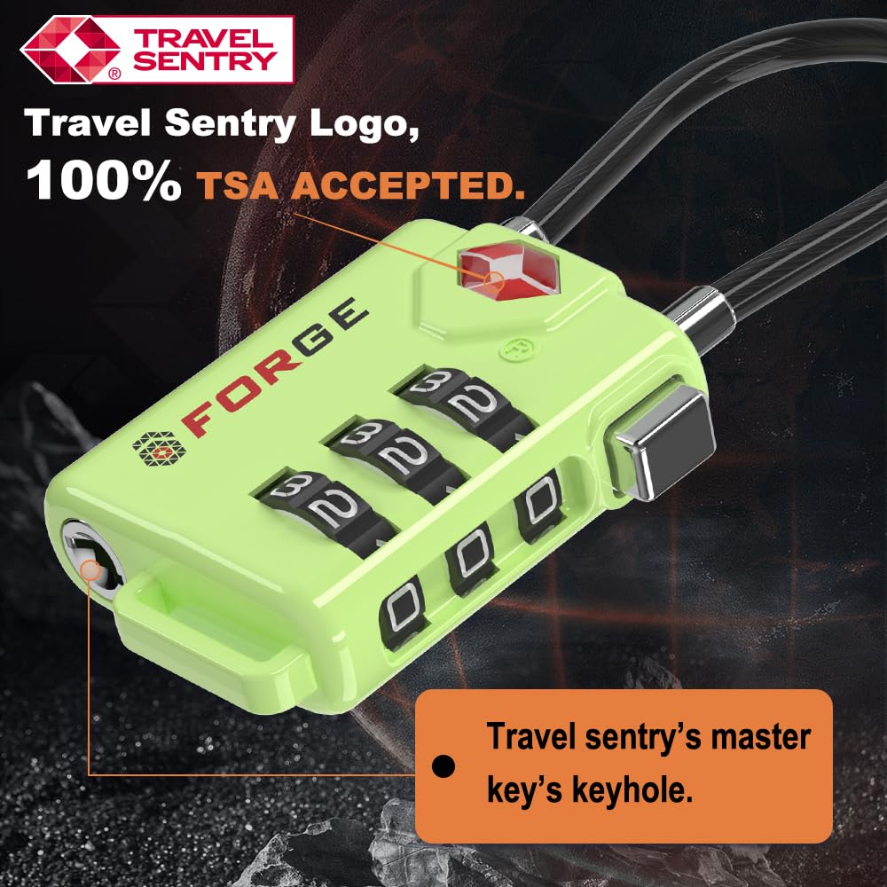 Snapklik.com : TSA Approved Cable Luggage Locks, Re-settable Combination