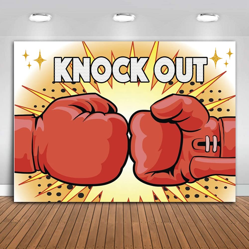 Amazon.com : MTMETY Red Boxing Glove Backdrop Knock Out Theme Sports ...