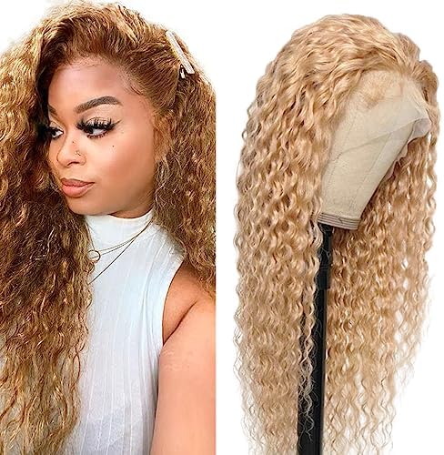 Amazon.com : #27 Deep Wave Lace Front Wigs Human Hair 26 Inch Blonde ...