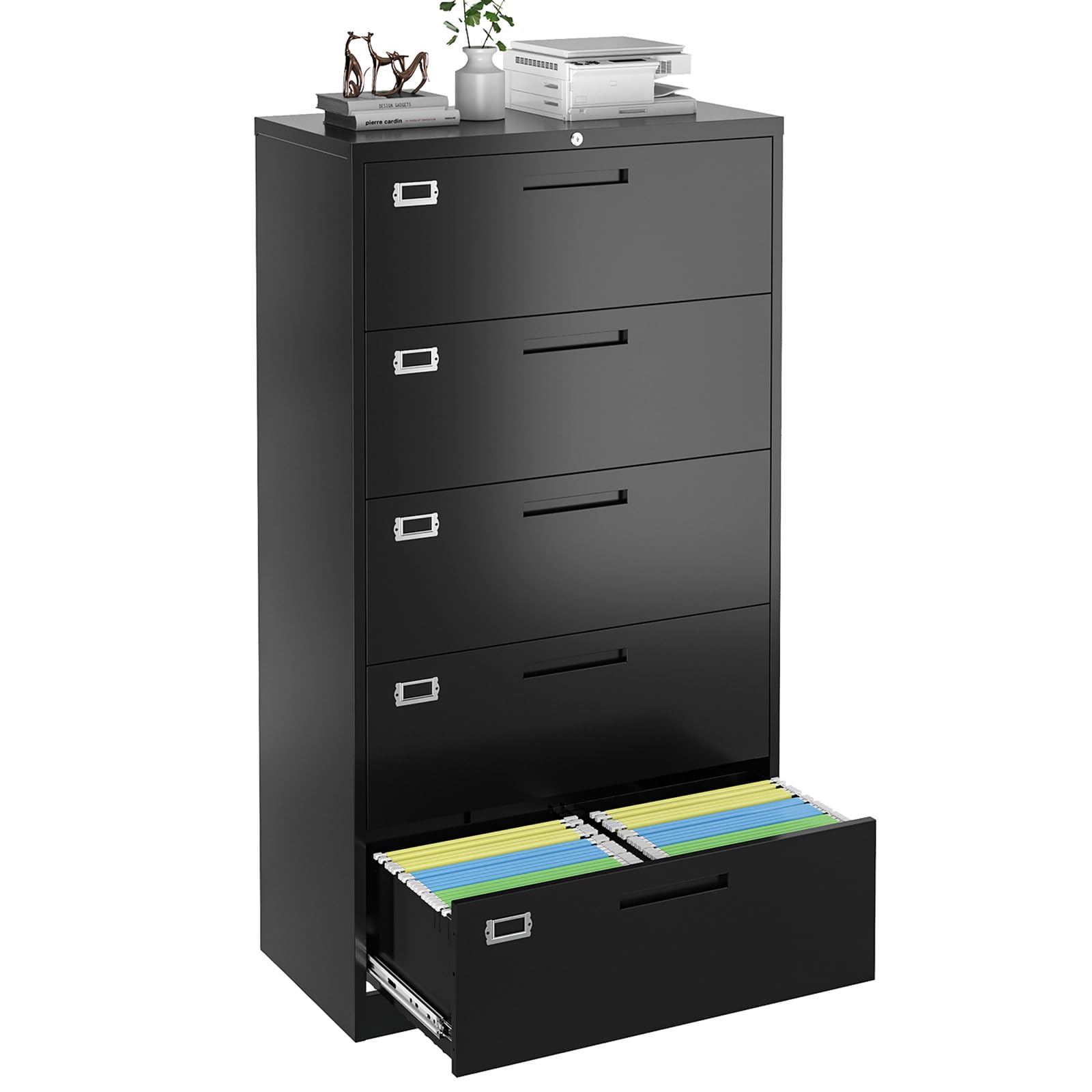 Amazon.com: AFAIF File Cabinet 5 Drawer Filing Cabinet, Metal Lateral ...