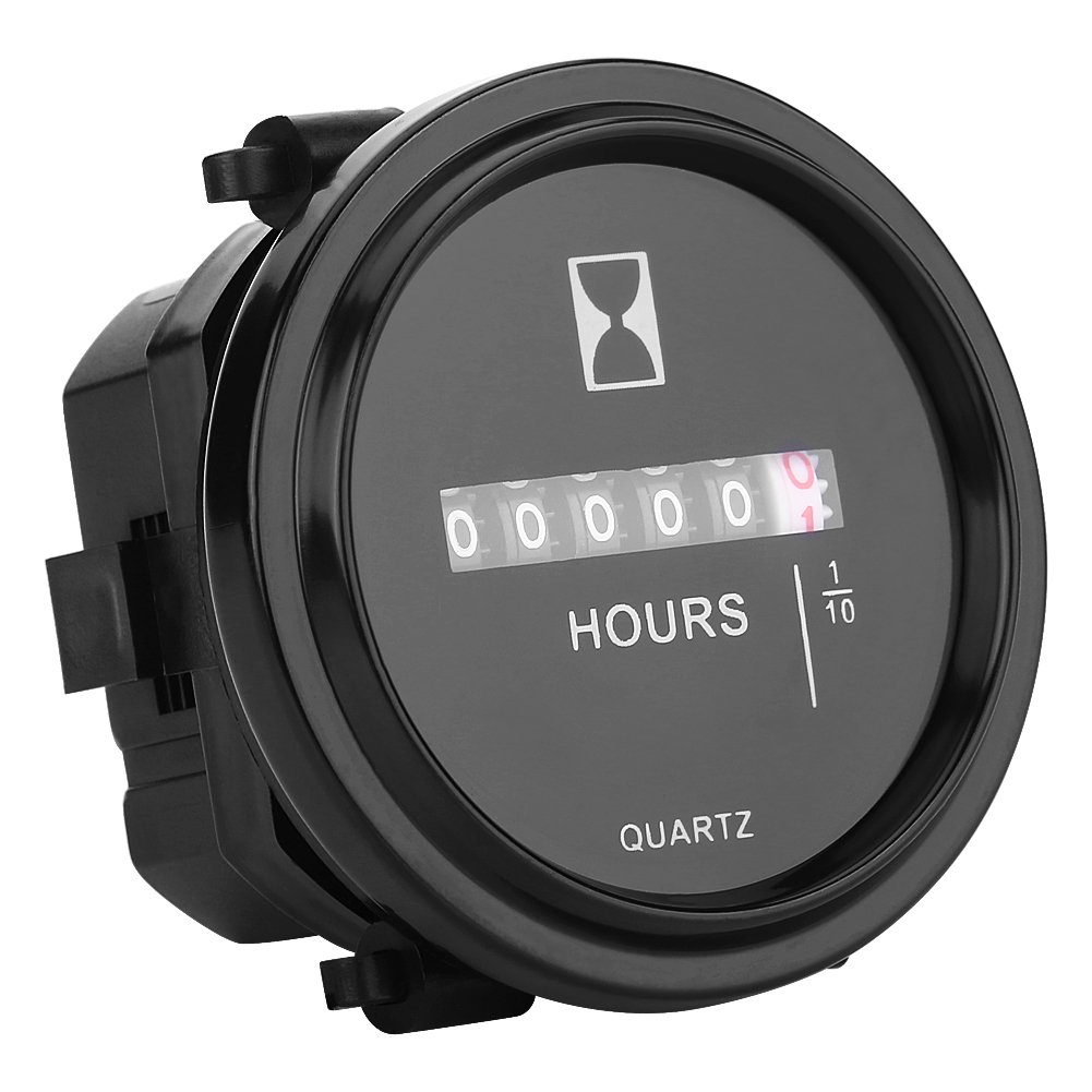 Hour Mete, DC 6-80V Round Mechanical Hour Meter Gauge Timer Hourmeter ...