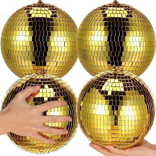 LEEUEE Gold Mirror Ball Large Ceiling Hanging Disco Ball Lighting Party ...