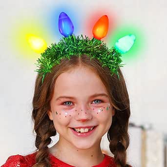 Amazon.com: Sixexey Christmas Light Up Headband LED Bulbs Headbands ...