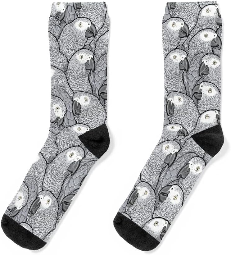 Amazon.com: Socks African Warm Grey Thanksgiving Parrots Birthdays Crew ...