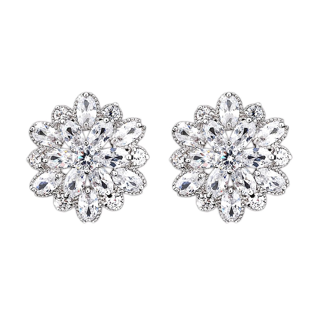 Dazzling Rhodium Plated 925 Sterling Silver Round Cut Flawless ...