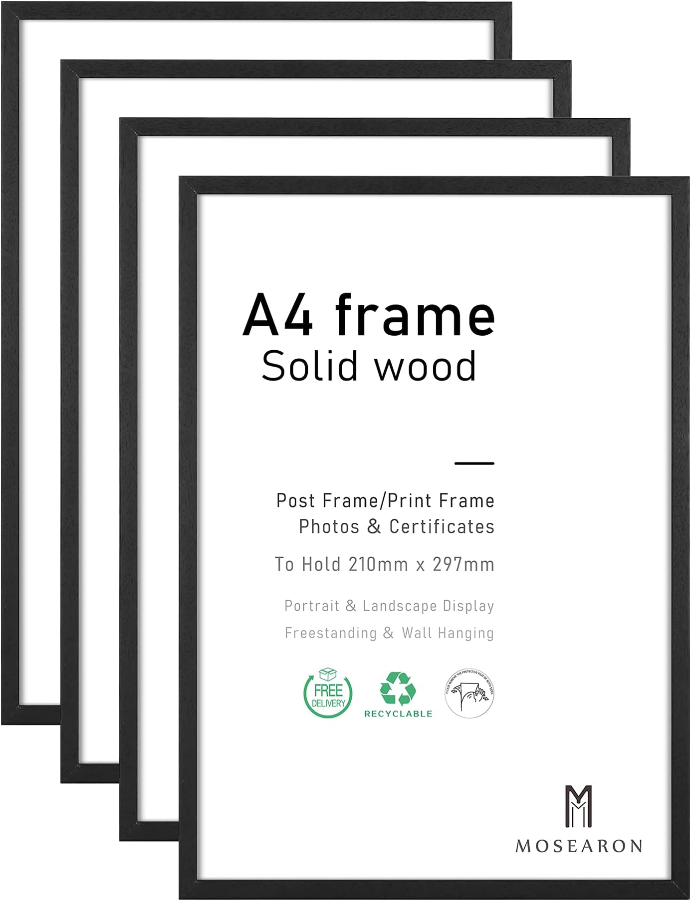 30x40cm Photo Frame,2 Pack OAK Wood Picture Frame,Certificate Frame for ...