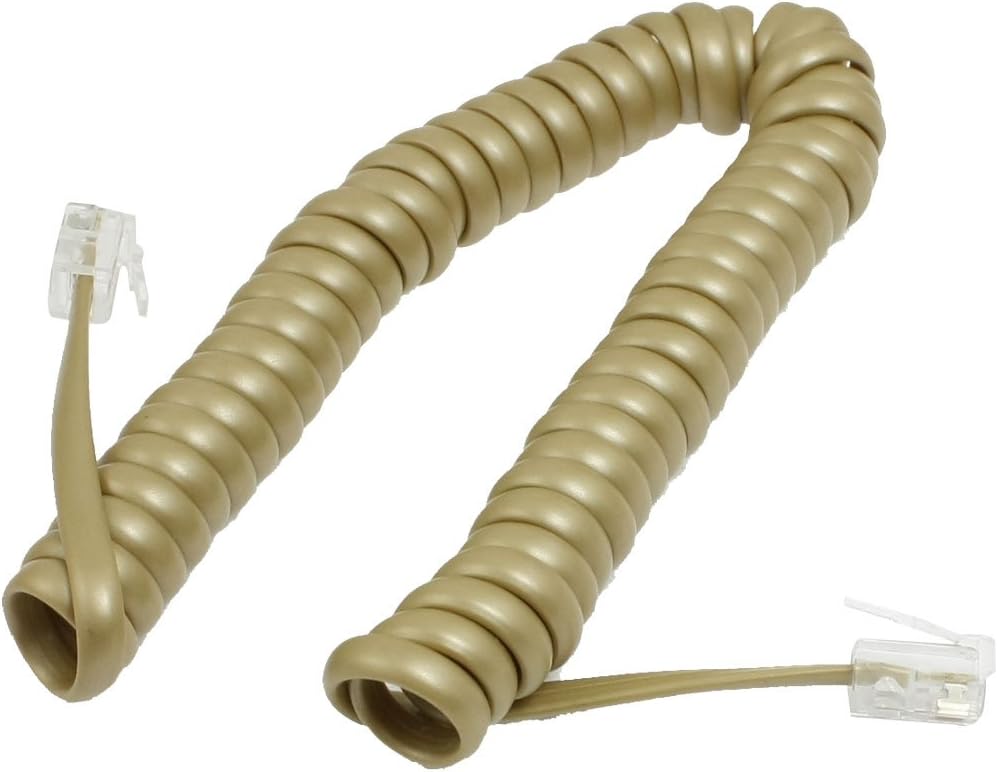 Amazon.com: Qtqgoitem Dark Yellow RJ9 4P4C Coiled Elastic Telephone ...