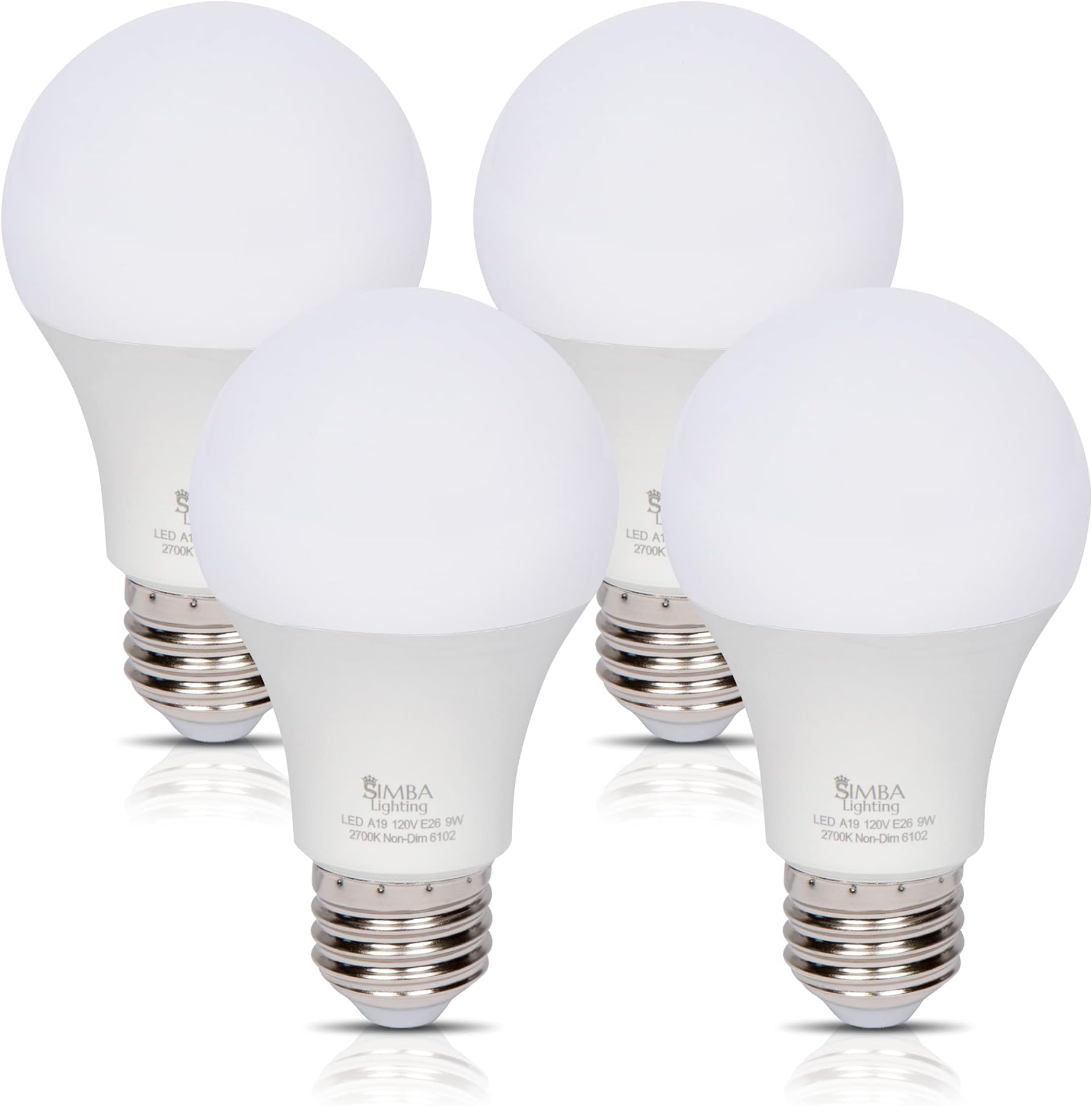 Simba Lighting LED A19 ETL Listed Light Bulbs (4 Pack) 9W 60W-75W ...