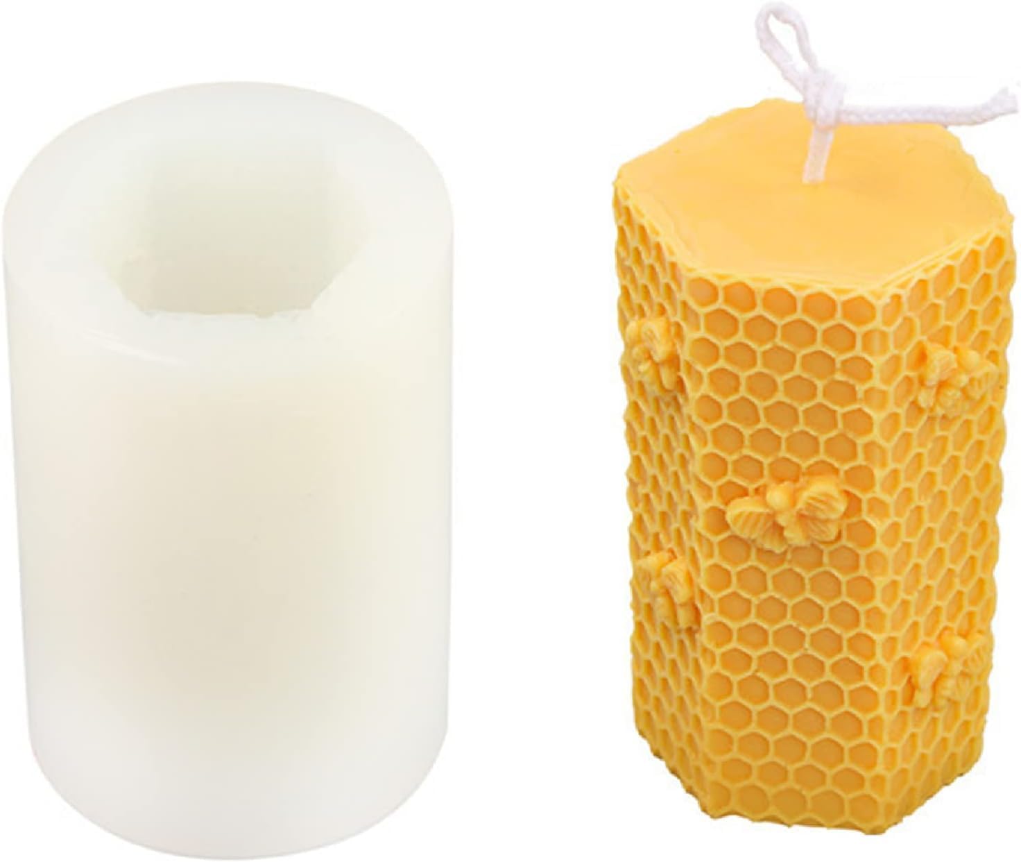 3D Bee Candle Mold-Honeycomb Candle Silicone Mold-Pillar Candle Mold ...