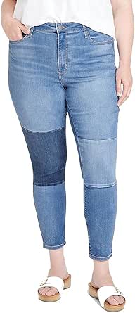 Universal Thread Women's High-Rise Skinny Patched Jeans Light Wash 2 at ...
