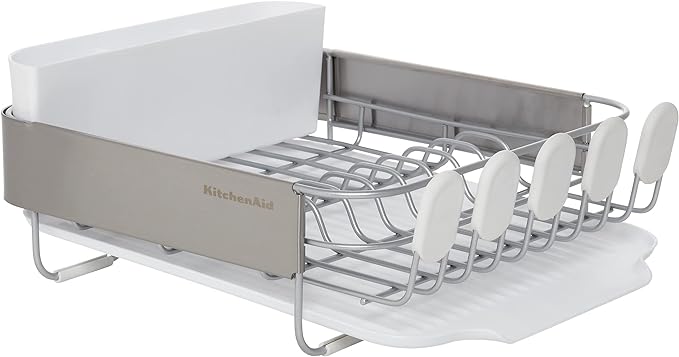 KitchenAid Compact Satin Wire Rust Resistant, Expandable Dish Rack with ...