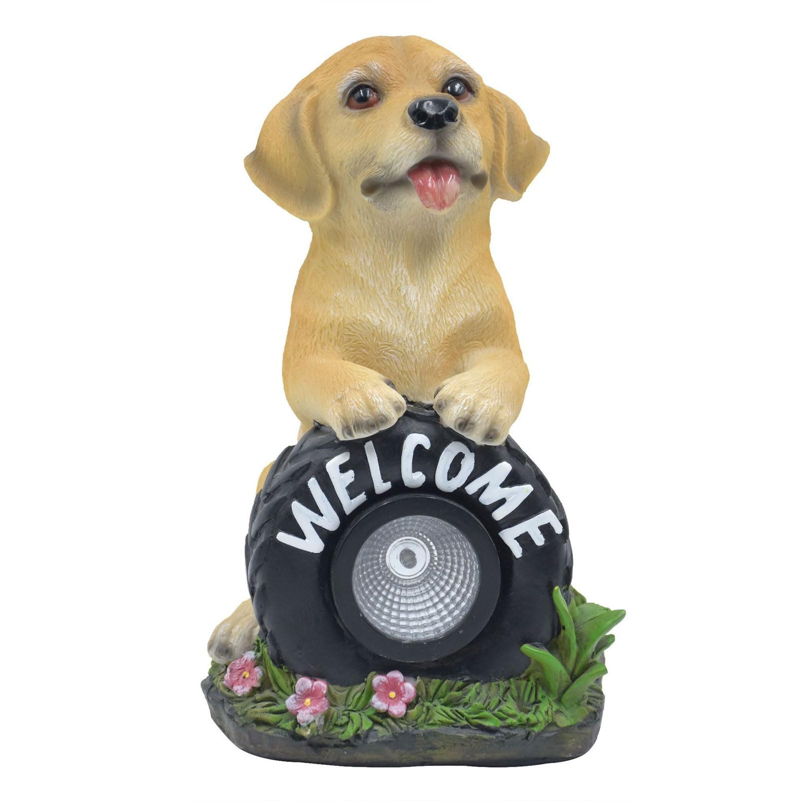 Amazon.com : JUOPZKENN Solar Dog Garden Statues, Puppy Steps on Tire ...