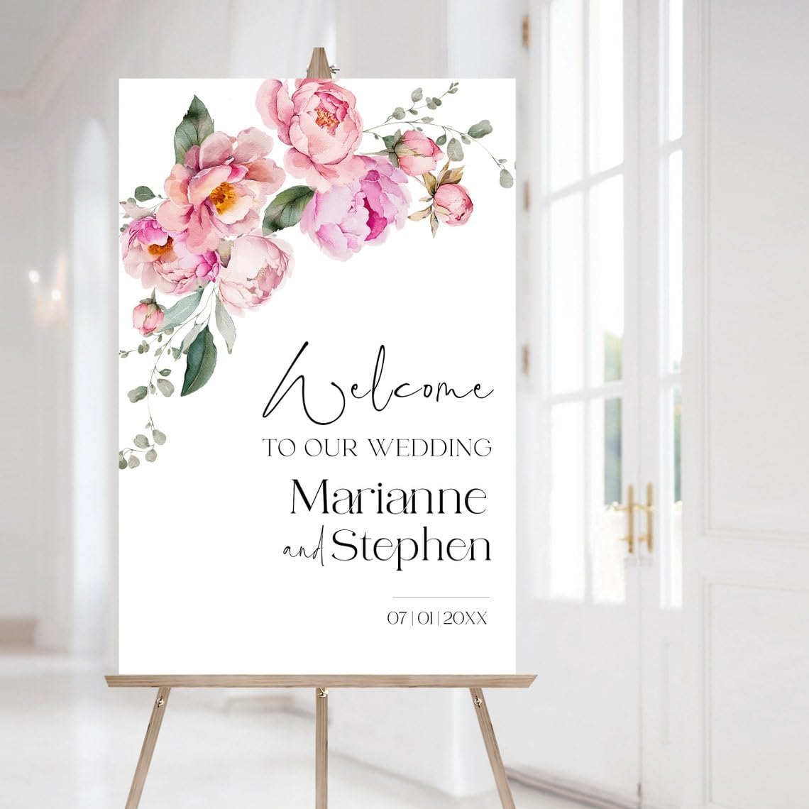 Amazon.com : Personalized Wedding Welcome Sign, Flowers Wedding Welcome ...