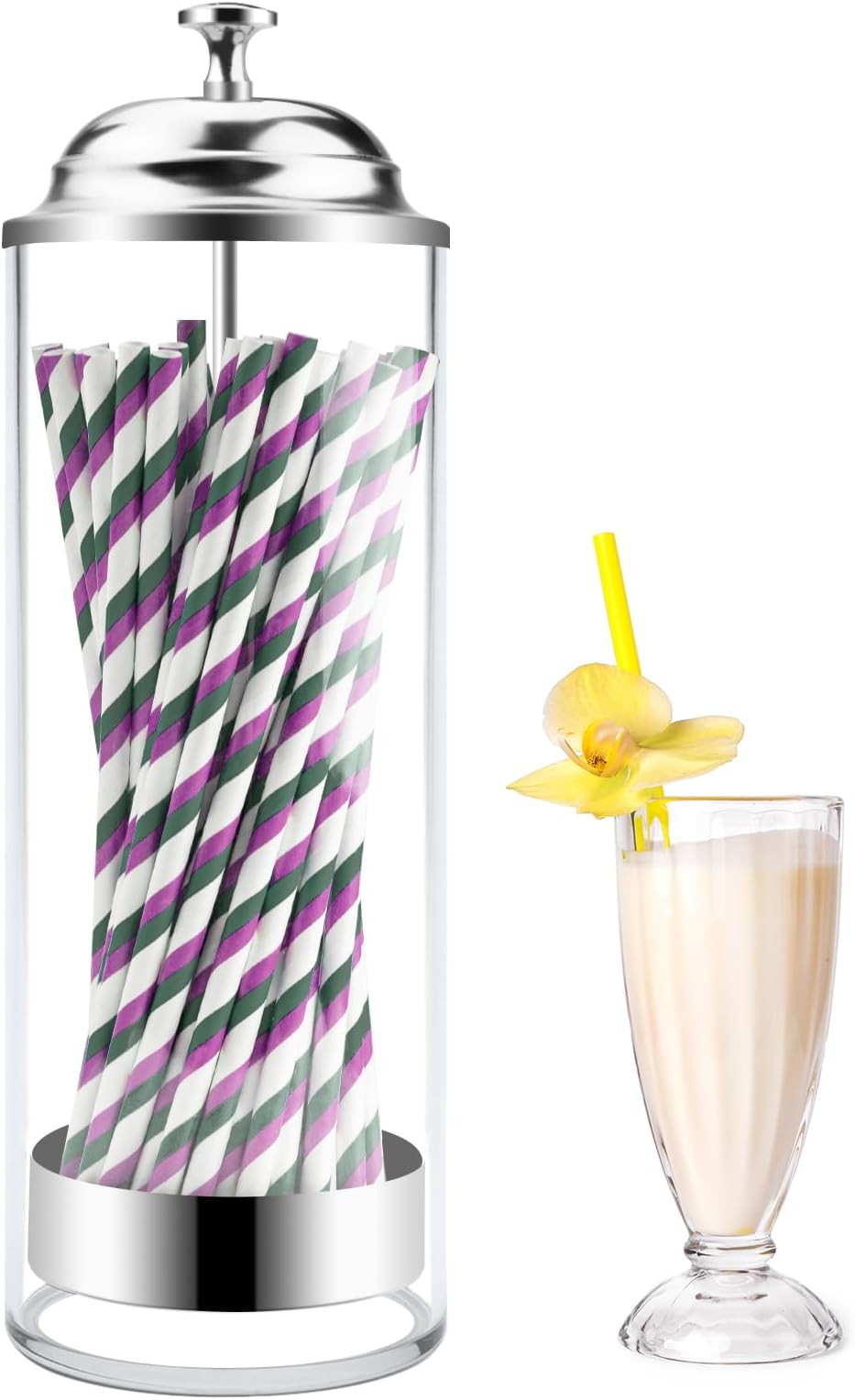 Amazon.com: FoldTier Glass Straw Holder Dispenser for Counter, 12 Inch ...