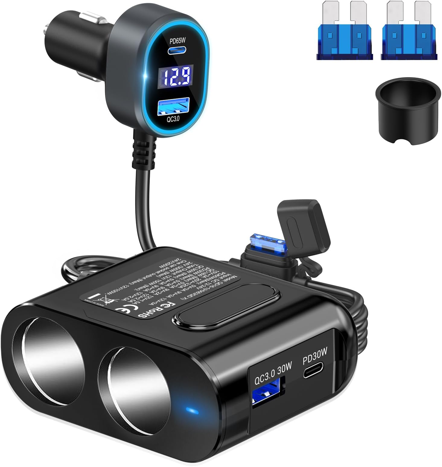 Amazon.com: [2024 Upgraded] BlueFire Cigarette Lighter Splitter, Dual ...